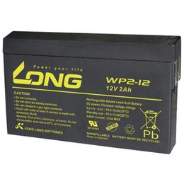 PCE - Long WP2-12 WP2-12 Bleiakku 12 v 2 Ah Blei-Vlies (agm) (b x h x t) 150 x 90 x 20 mm Flachstecker 4.8