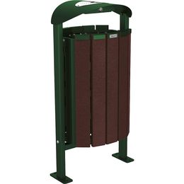 PROCITY Abfallkorb SILAOS® mit Ascher, Stahl / Recycling-Kunststoff, Bodenplatte, grün/braun