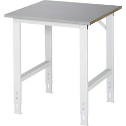 Rau Arbeitstisch, höhenverstellbar, Gestell 60 x 30 mm, Edelstahlplatte, BxT 750 x 800 mm