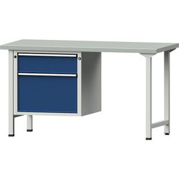ANKE Werkbank, Gestellbauweise Serie V, 2 Schubladen, Stahlblechbelagplatte