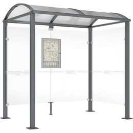 PROCITY Wartehalle, mit 2 Seitenverkleidungen, Breite 2520 mm, anthrazitgrau