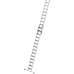 MUNK Stufen-Schiebeleiter, 2-teilig, nivello®-Traverse und Trittauflage clip-step, 24 Stufen