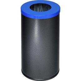 eurokraft basic Wertstoffsammler, Volumen 70 l, einzeln mit Haltering, Deckel enzianblau