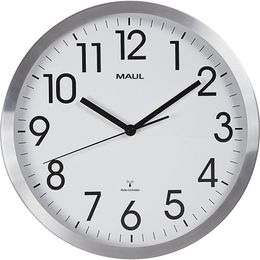 Maul Wanduhr Maulmove, Aluminium gebürstet, Ø 305 mm, Funkuhrwerk