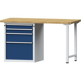 ANKE Werkbank, Gestellbauweise Serie V, 4 Schubladen mit 2 x 90, 1 x 180, 1 x 360 mm, Buchemassivplatte
