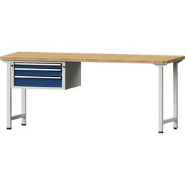 ANKE Werkbank, Gestellbauweise Serie V, 3 Schubladen, Buchemassivplatte, Breite 2000 mm