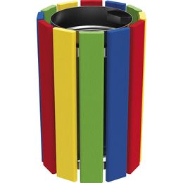 PROCITY Außen-Abfallkorb JUNIOR, Volumen 40 l, rot / gelb / grün / blau