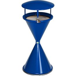 Var Kegelascher mit Dach und Bodenronde, Stahlblech, pulverbeschichtet, blau