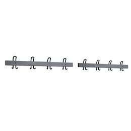 eurokraft pro Garderobenleiste mit Doppelhaken, Länge 2 x 1000 mm, 2 x 4 Doppelhaken, basaltgrau