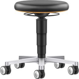 bimos Labor-Hocker, mit Rollen, Gasfeder mit Ringauslösung, Farbring orange