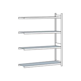 Schulte Weitspannregal, mit Stahlboden, Höhe 2500 mm, Spannweite 2000 mm, Anbauregal, Tiefe 600 mm