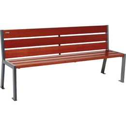 PROCITY Sitzbank SILAOS® aus Holz, mit Rückenlehne, Länge 1800 mm, anthrazitgrau, mahagoni