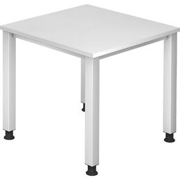 eurokraft pro Schreibtisch, 4-Fuß-Gestell, Breite 800 mm, alusilber / weiß