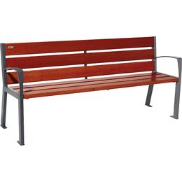 PROCITY Holzsitzbank SILAOS® mit Rückenlehne, Höhe 866 mm, Länge 1800 mm, anthrazitgrau, mahagoni