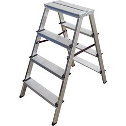 eurokraft basic Stufenstehleiter, beidseitig begehbar, 2 x 4 Stufen