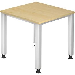 eurokraft pro Schreibtisch, 4-Fuß-Gestell, Breite 800 mm, alusilber / Dekor Ahorn