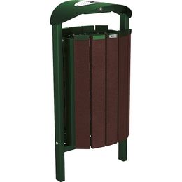 PROCITY Abfallkorb SILAOS® mit Ascher, Stahl / Recycling-Kunststoff, zum Einbetonieren, grün/braun