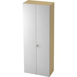 eurokraft pro Garderobenschrank, 2 Fachböden, 1 Kleiderstange, Ahorn-Dekor / alusilber