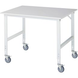 Rau Fahrbarer Arbeitstisch, Gestell 60 x 30 mm, Platten-BxT 1250 x 1000 mm, Melaminplatte