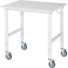 Rau Fahrbarer Arbeitstisch, Gestell 60 x 30 mm, Platten-BxT 1000 x 800 mm, Melaminplatte