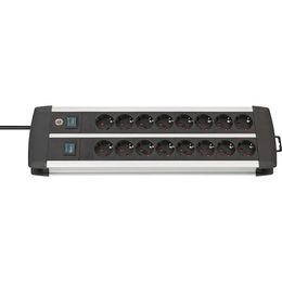 Fa.Brennenstuhl Brennenstuhl Steckdosenleiste 16fach Premium-Alu-Line, mit 2 Schaltern, silber / schwarz