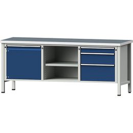 ANKE Werkbank, Gestellbauweise Serie V, 1 Tür 540 mm, 3 Schubladen, Universalplatte, Teilauszug