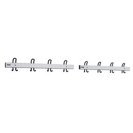 eurokraft pro Garderobenleiste mit Doppelhaken, Länge 2 x 1000 mm, 2 x 4 Doppelhaken, lichtgrau