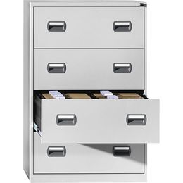 eurokraft basic Hängeregistraturschrank, 2-bahnig, 4 Schübe, lichtgrau