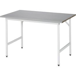 Rau Arbeitstisch, höhenverstellbar, Gestell 30 x 30 mm, Edelstahlplatte, BxT 1250 x 800 mm