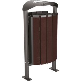 PROCITY Abfallkorb SILAOS® mit Ascher, Stahl / Recycling-Kunststoff, Bodenplatte, grau/braun