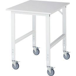 Rau Fahrbarer Arbeitstisch, Gestell 60 x 30 mm, Platten-BxT 750 x 1000 mm, Melaminplatte