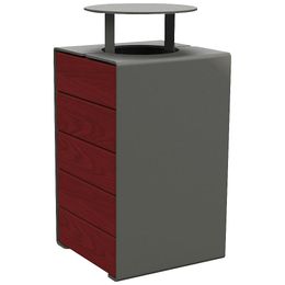 PROCITY Abfallkorb KUBE mit Deckel, Volumen 120 l, grau/mahagoni