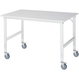 Rau Fahrbarer Arbeitstisch, Gestell 60 x 30 mm, Platten-BxT 1500 x 1000 mm, Melaminplatte