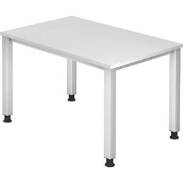 eurokraft pro Schreibtisch, 4-Fuß-Gestell, Breite 1200 mm, alusilber / weiß