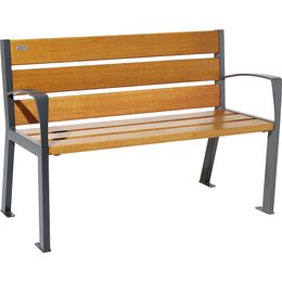 PROCITY Holzsitzbank SILAOS® mit Rückenlehne, Höhe 866 mm, Länge 1200 mm, anthrazitgrau, Eiche-Dekor hell