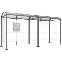 PROCITY Wartehalle, mit 2 Seitenverkleidungen, Breite 5040 mm, anthrazitgrau