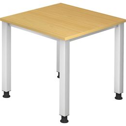 eurokraft pro Schreibtisch, 4-Fuß-Gestell, Breite 800 mm, alusilber / Dekor Buche