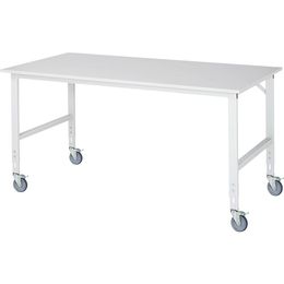 Rau Fahrbarer Arbeitstisch, Gestell 60 x 30 mm, Platten-BxT 2000 x 1000 mm, Melaminplatte