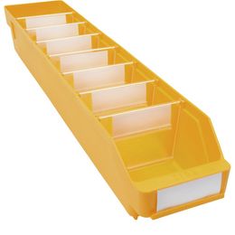 STEMO Regalkasten aus hochschlagfestem Polypropylen, gelb, LxBxH 600 x 118 x 95 mm, VE 30 Stk