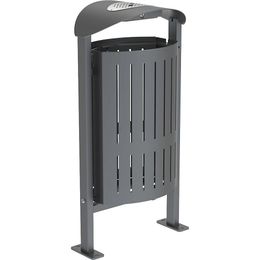 PROCITY Abfallkorb SILAOS® mit Ascher, Stahlblech, Bodenplatte, grau