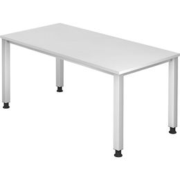 eurokraft pro Schreibtisch, 4-Fuß-Gestell, Breite 1600 mm, alusilber / weiß
