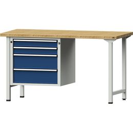 ANKE Werkbank, Gestellbauweise Serie V, 2 Schubladen 90 mm, 2 Schubladen 180 mm, Buchemassivplatte