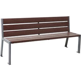 PROCITY Sitzbank SILAOS® aus Recycling-Kunststoff, mit Rückenlehne, anthrazitgrau, braun, 6 Sitz- und Lehnenbohlen