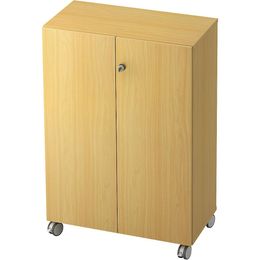 eurokraft pro Aktenschrank, 2 Fachböden, mit Rollen, Dekor Buche