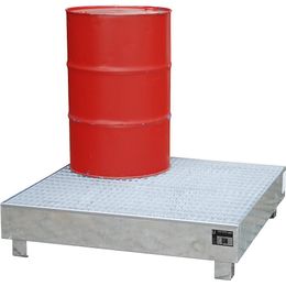 eurokraft pro Stahl-Auffangwanne, LxB 1200 x 1200 mm, Auffangvolumen 216 l, mit Rost