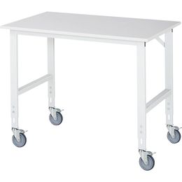 Rau Fahrbarer Arbeitstisch, Gestell 60 x 30 mm, Platten-BxT 1250 x 800 mm, Melaminplatte