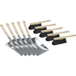 eurokraft basic Kehrset, Kehrblech mit Industriehandfeger, VE 5 Stk, Schaufelmaß 260 x 280 mm