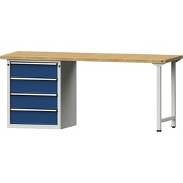 ANKE Werkbank, Gestellbauweise Serie V, 4 Schubladen, Buchemassivplatte, Breite 2000 mm