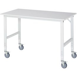 Rau Fahrbarer Arbeitstisch, Gestell 60 x 30 mm, Platten-BxT 1500 x 800 mm, Melaminplatte
