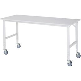 Rau Fahrbarer Arbeitstisch, Gestell 60 x 30 mm, Platten-BxT 2000 x 800 mm, Melaminplatte